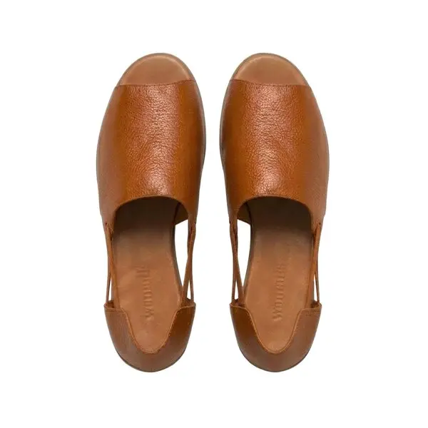 WOMADS Cognac Peep Toe Leather Sandals