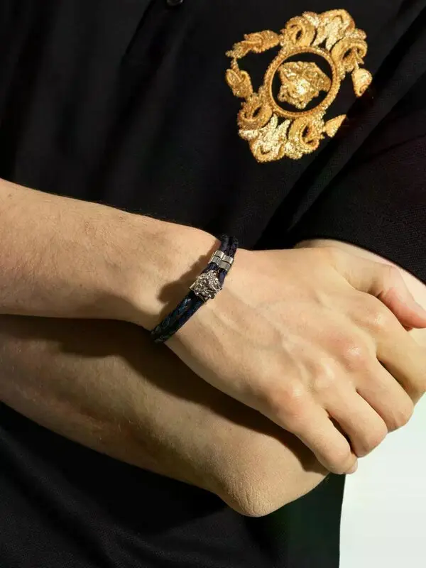 Versace Medusa Charm Braided Bracelet - Black