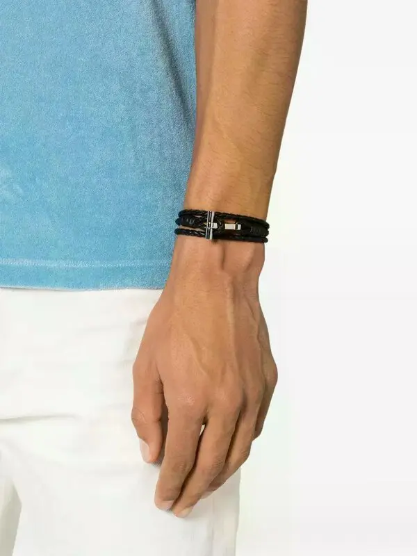TOM FORD Braided Leather T-bar Bracelet