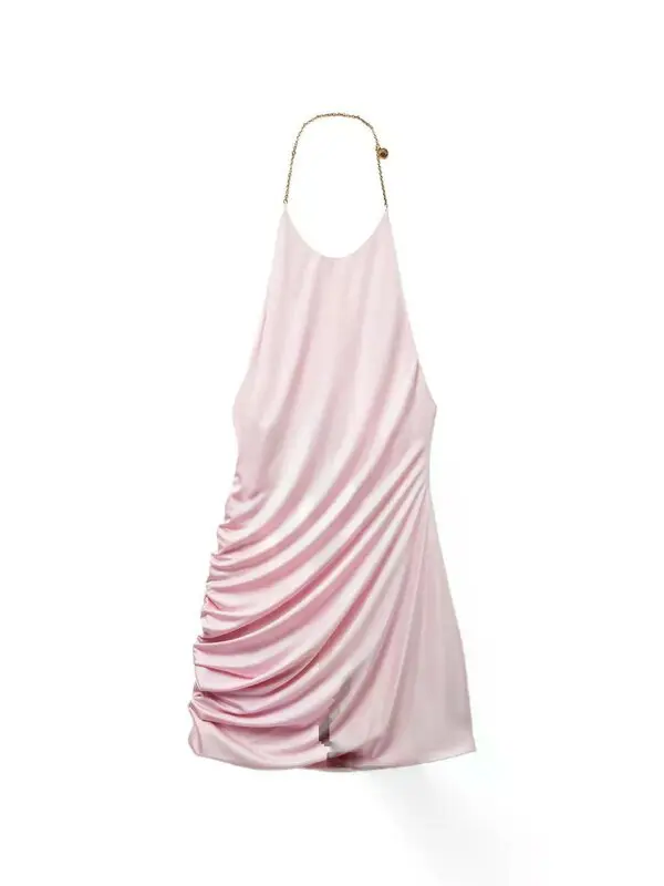 Versace Viscose Jersey Draped Mini Dress With Medusa Charm