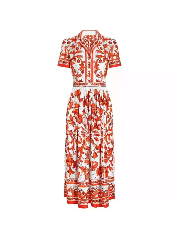 Dolce & Gabbana Majolica-print Twill Dress - Red