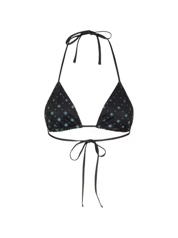 Casablanca Monogram Tie Triangle Bikini Top