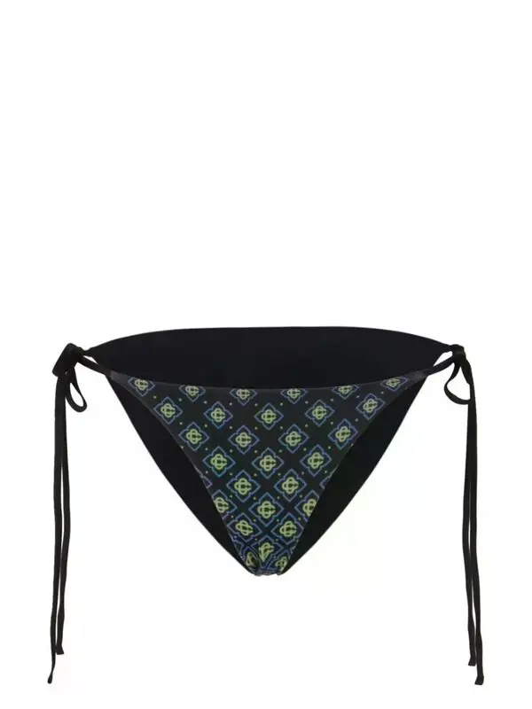 Casablanca Monogram Tie Triangle Bikini Top - Black