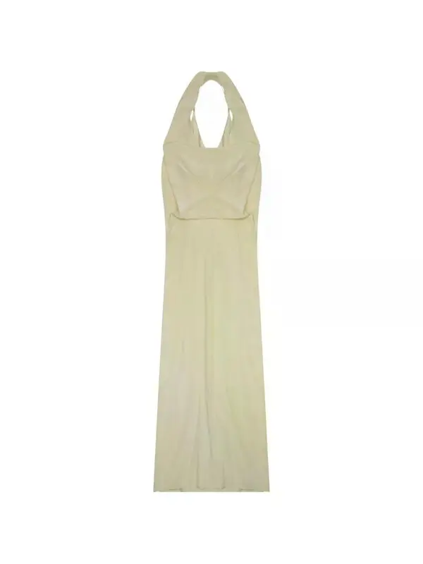 ALYSI Silk Halterneck Midi Dress - Yellow