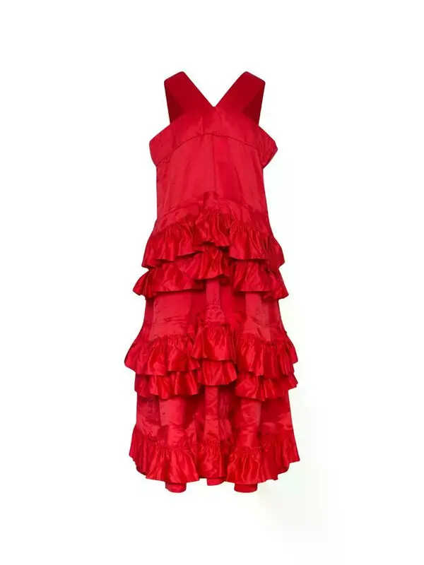 Comme Des Garçons Tiered Sleeveless V-neck Dress
