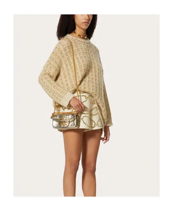 Valentino Garavani Locò Foldover Small Shoulder Bag - Nude