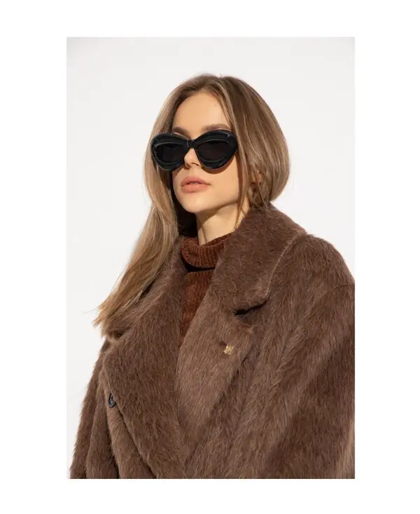 Loewe Logo Printed Cat Eye Sunglasses - Black