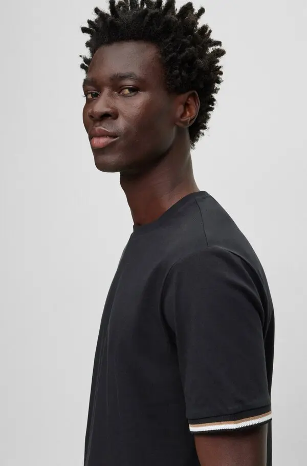 Hugo Boss Stripe-trim Crewneck T-shirt