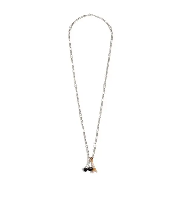 Valentino Garavani Crystal Enamel Eiffel Tower Pendant Necklace - White