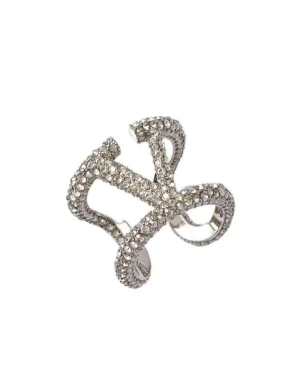 Valentino Garavani Vlogo Embellished Ring - Gray