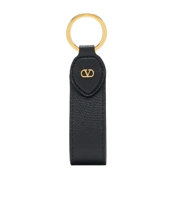 Valentino Garavani Logo Plaque Key Ring - Black
