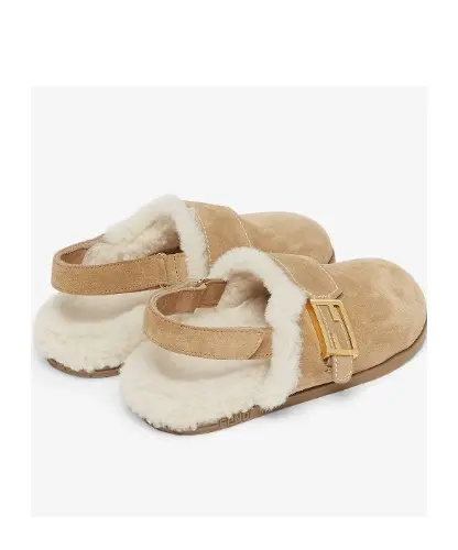 Fendi Logo Buckle Flat Sandals