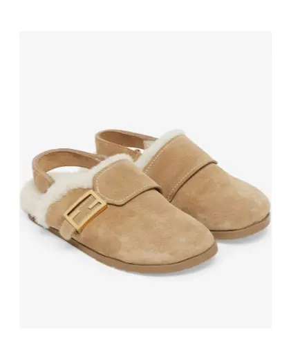 Fendi Logo Buckle Flat Sandals