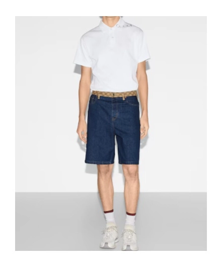 Gucci Gg Canvas Waistband Denim Shorts