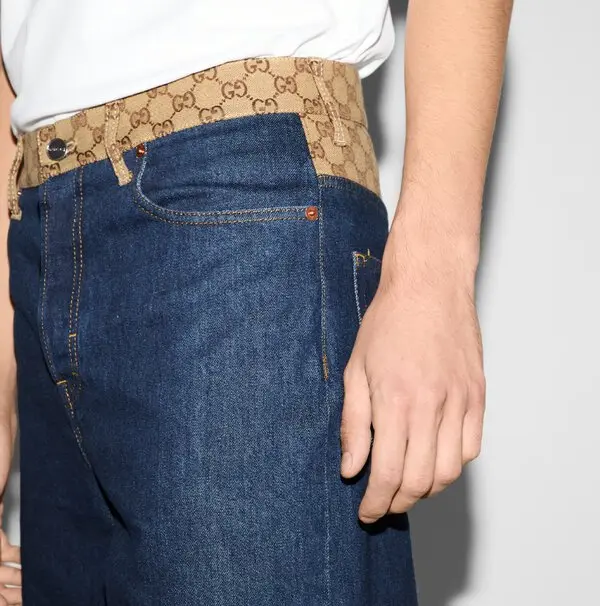 Gucci Gg Canvas Waistband Denim Shorts
