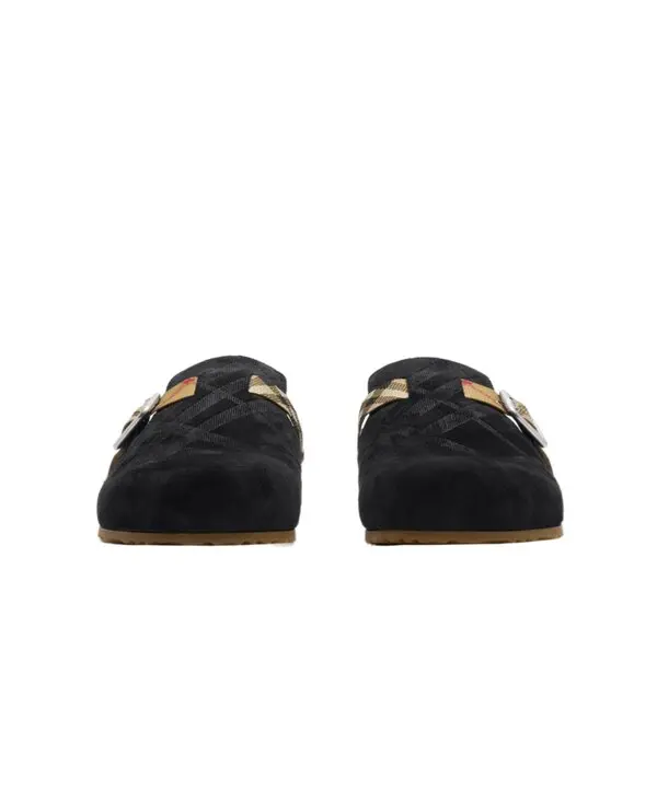 Burberry Checked Slip-on Clogs - Black