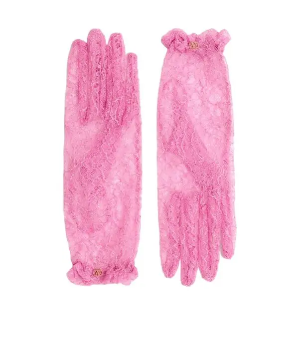 Valentino Garavani Vlogo Signature Lace Gloves - Pink