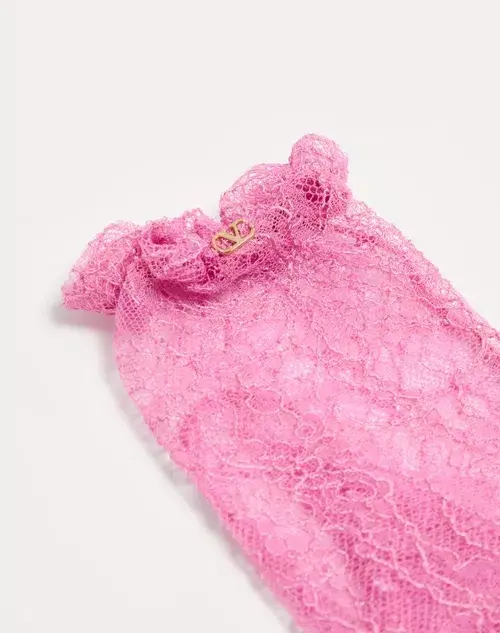 Valentino Garavani Vlogo Signature Lace Gloves - Pink
