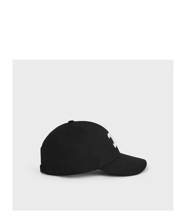 Celine Triomphe Baseball Cap In Cotton - Black