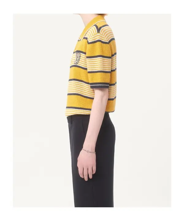 Valentino Garavani Long-sleeved Linen And Cotton Polo Shirt With Vg Patch