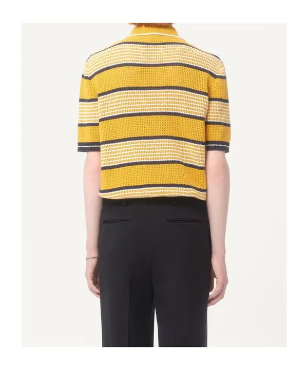 Valentino Garavani Long-sleeved Linen And Cotton Polo Shirt With Vg Patch