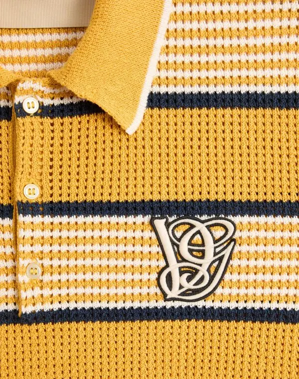 Valentino Garavani Long-sleeved Linen And Cotton Polo Shirt With Vg Patch