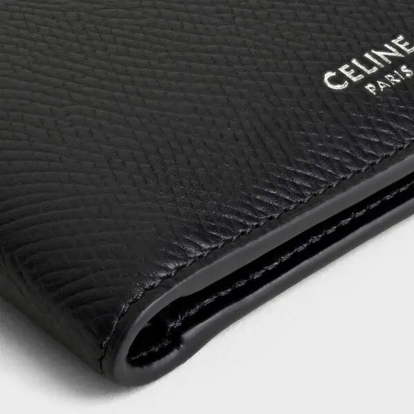 Celine Bi-fold Card Holder In Grained Calfskin