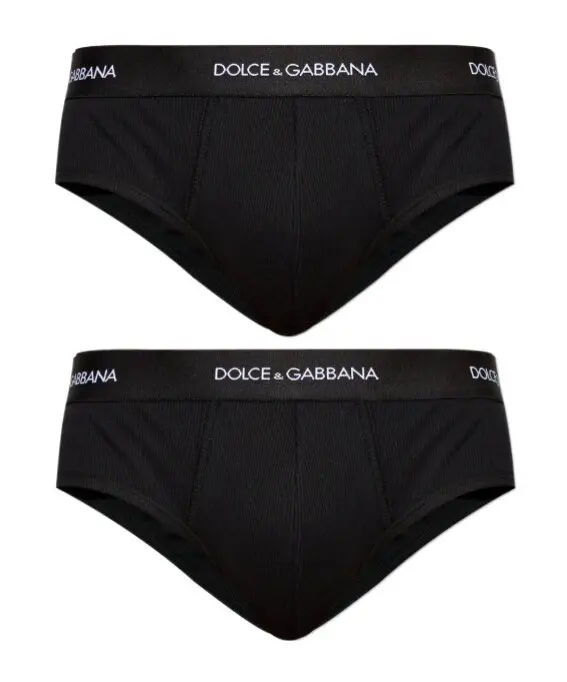 Dolce & Gabbana Dolce Gabbana Logo Waistband Two Pack Of Briefs - Black