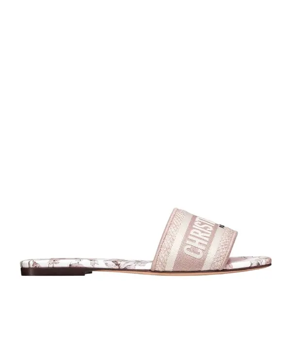 Dior Dway Slide Sandals With Floral Motif - Nude