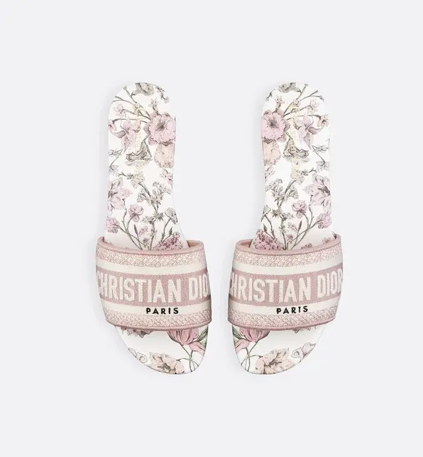 Dior Dway Slide Sandals With Floral Motif