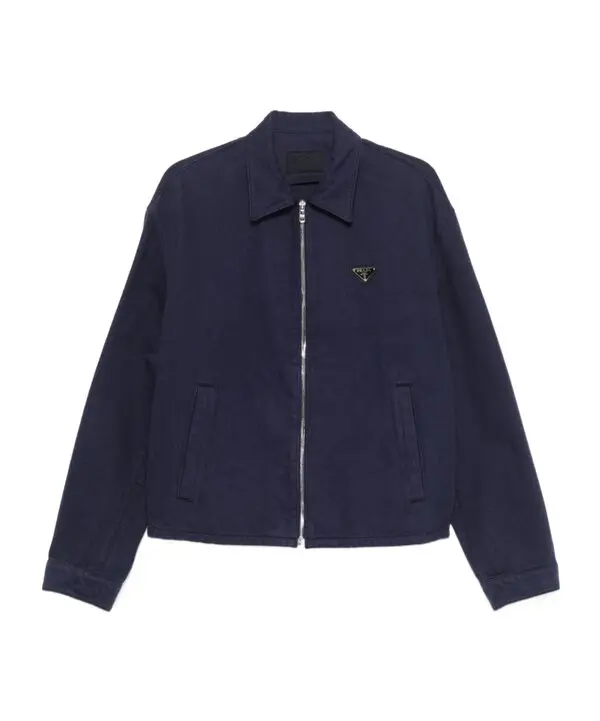Prada Logo Zip-up Denim Jacket