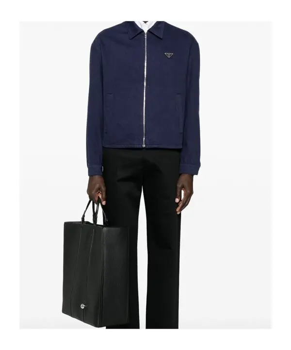 Prada Logo Zip-up Denim Jacket