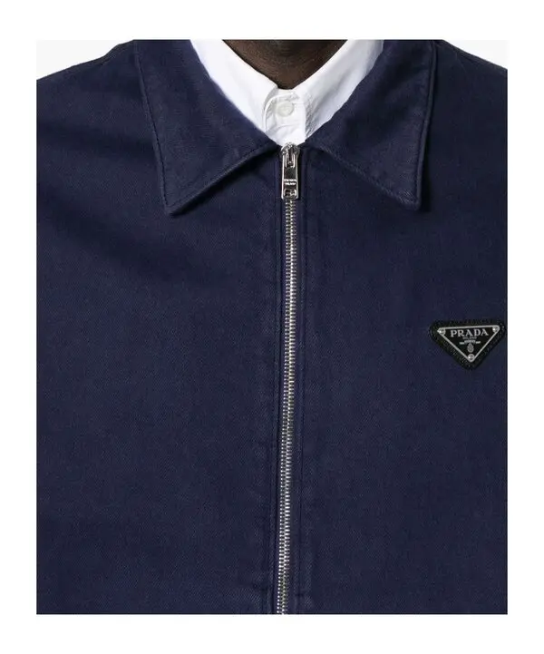 Prada Logo Zip-up Denim Jacket