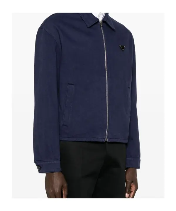 Prada Logo Zip-up Denim Jacket