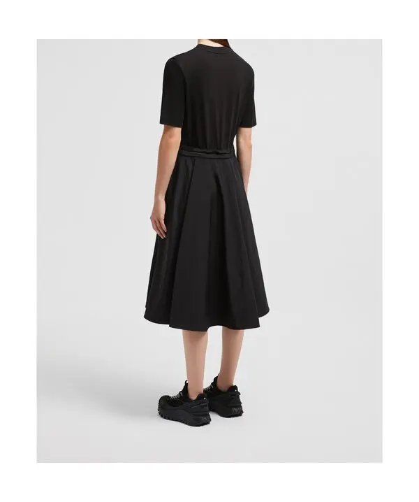 Moncler Crewneck Short-sleeve Dress With Drawstring Belt