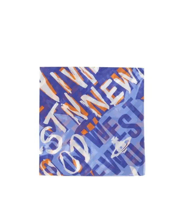 VIVIENNE WESTWOOD Logo Print Cotton Scarf - Blue