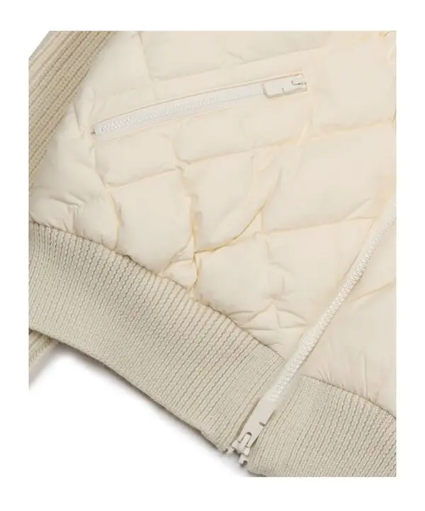 Burberry Quilted Check-stitch Nylon And Wool Zip-up Jacket - Ceramic White