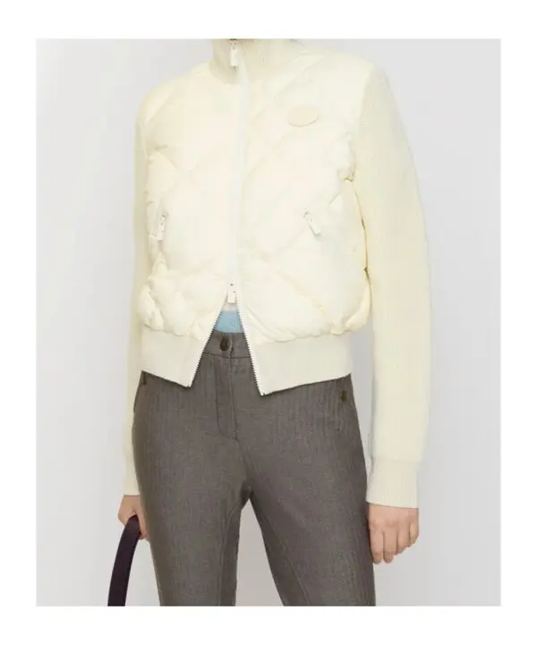 Burberry Quilted Check-stitch Nylon And Wool Zip-up Jacket - Ceramic White