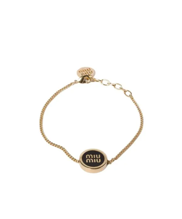 Miu Miu Enameled Metal Logo Bracelet - Yellow