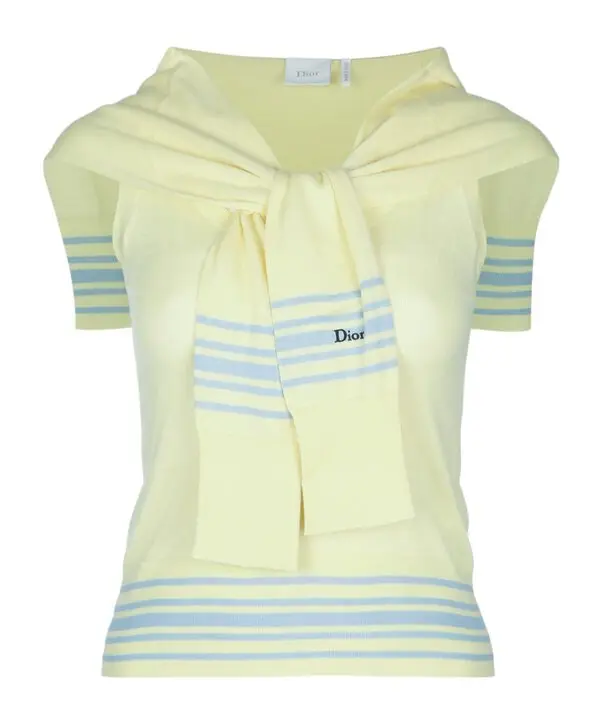 Dior Striped Knit Sweater - White