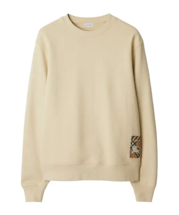 Burberry Checked Patch Crewneck Sweatshirt - Nutmeg