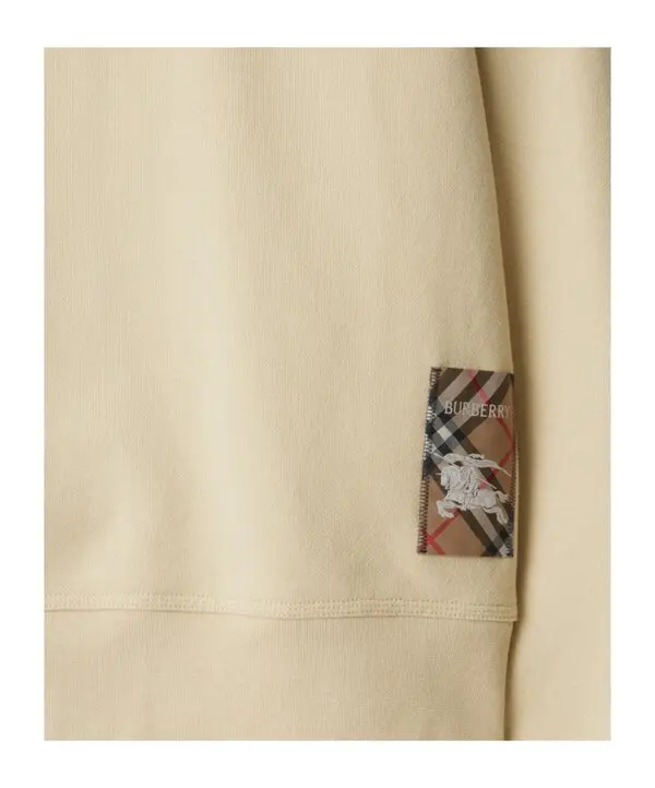 Burberry Checked Patch Crewneck Sweatshirt - Nutmeg