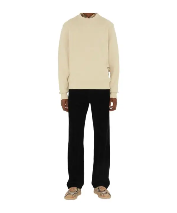 Burberry Checked Patch Crewneck Sweatshirt - Nutmeg