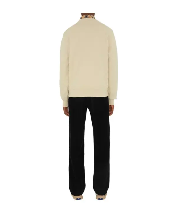 Burberry Checked Patch Crewneck Sweatshirt - Nutmeg