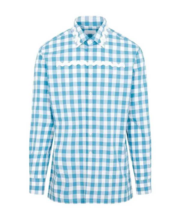 Prada Plaid Long-sleeved Shirt - Blue