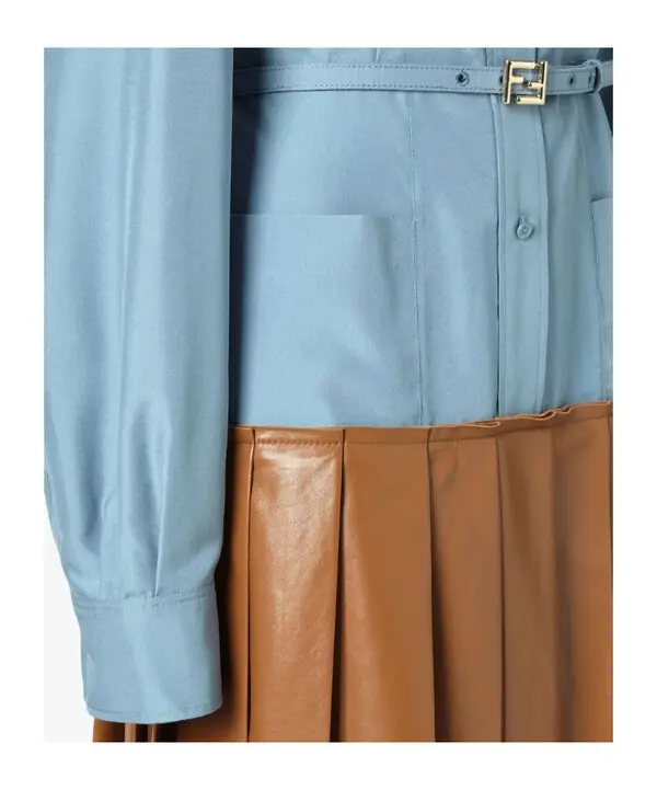 Fendi Pleated Poplin Shirt Dress