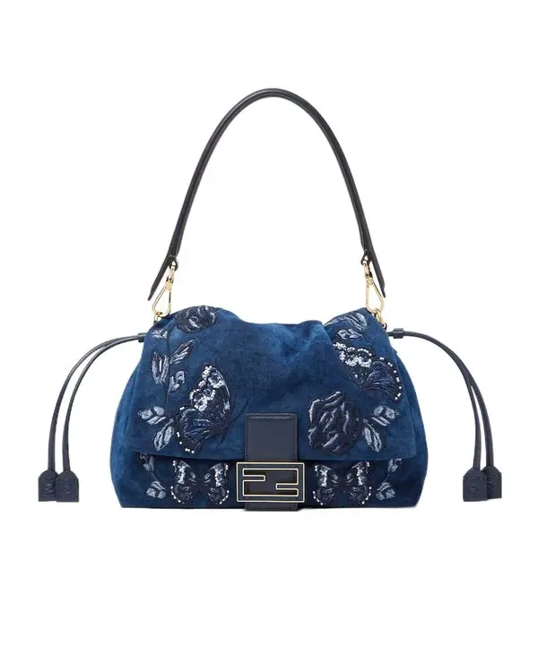 Fendi Mamma Baguette Medium Shoulder Bag - Blue