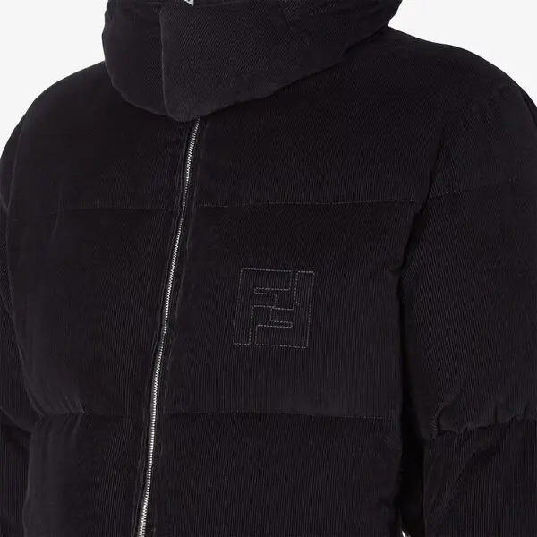 Fendi Corduroy Down Jacket With Drawstring Hood