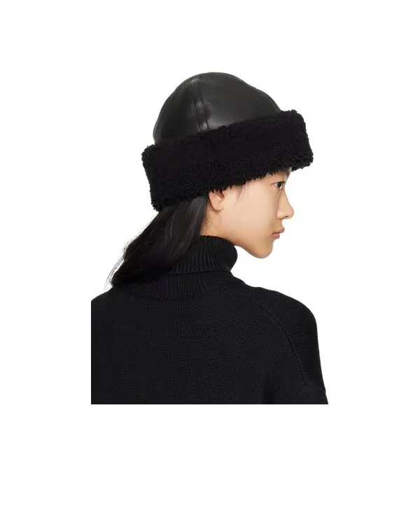 TOTEME Grain Lambskin Beanie With Wool Lining