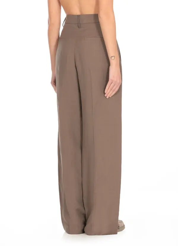 Brunello Cucinelli Fluid Twill Loose Pleated Trousers